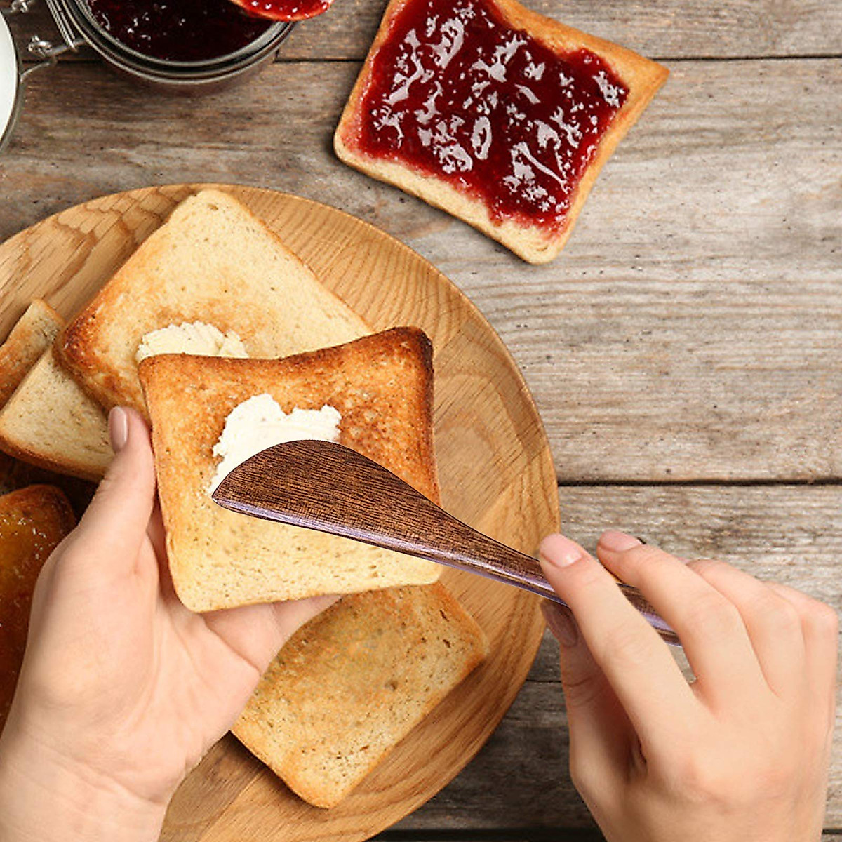 6 Pack Wooden Butter Knife, findTop 6 Inch Condiment Knives Wood Super Handy Kitchen Utensils Peanut Jelly Spreader
