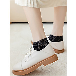 SHENHE Women's 4 Pairs Lace Slipper Ankle Socks Non Slip Dance Yoga Grip Socks Multicolor One Size