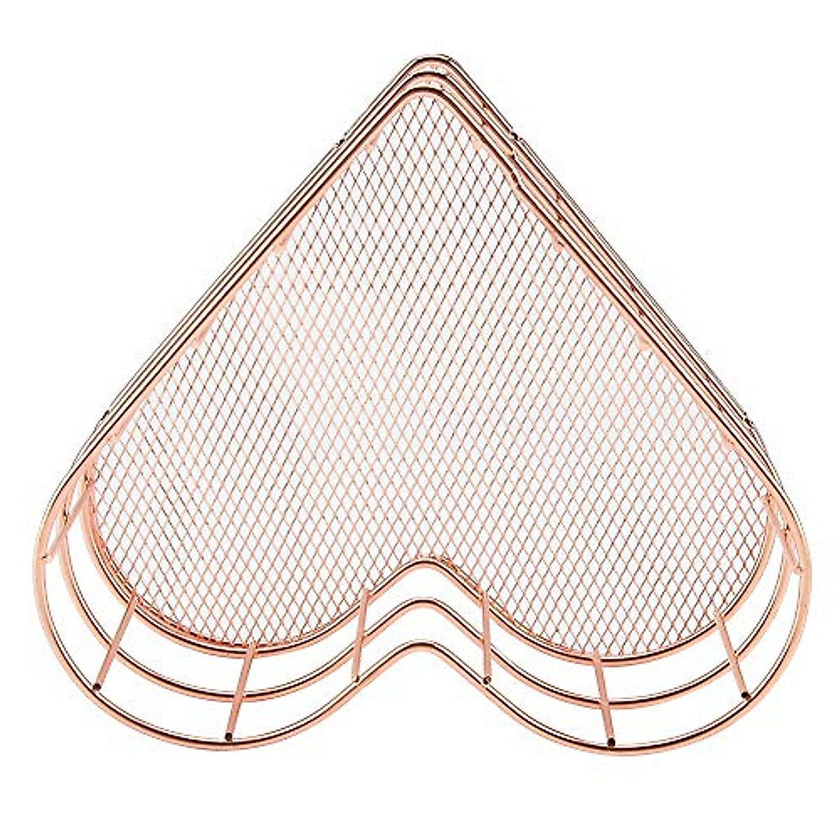 Heart Shape Storage Basket, Multifunctional Anti-Rust Iron Heart Shape Storage Basket Household Office Small Storage Box Anti-Rust Storage Basket(玫瑰金)