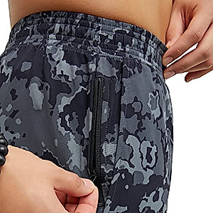 Champion Brief Liner, MVP, Gym Men, Moisture Wicking Shorts, 5", Crater Camo Black C Patch Logo, Medium