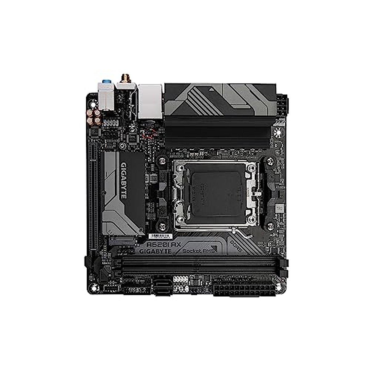 GIGABYTE A620I AX (AM5/ LGA 1718/ AMD/ A620/ Mini-ITX/ 5-Year Warranty/ DDR5/ Single M.2/ PCIe 4.0/ USB 3.2 Gen1 Type-C/Realtek Wi-Fi 6E/ Realtek 2.5GbE/ Q-Flash Plus/PCIe EZ-Latch/Motherboard)