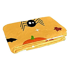 Halloween Ghosts Pumpkin Spiderweb Bat Prints Soft Warm Cozy Blanket Throw for Bed Couch Sofa Picnic Camping Beach, 150×100cm