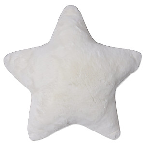 Pillow Perfect Indoor Fur Star Shape Throw Pillow, 1 Count (Pack of 1), Ivory