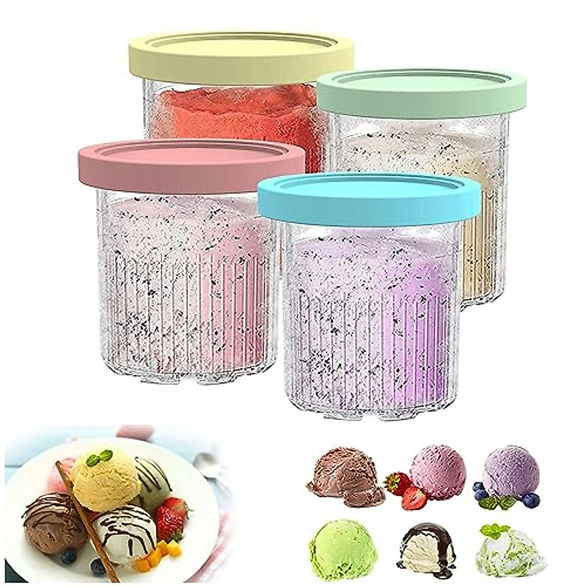 REMYS Creami Deluxe Pints, for Ninja Creami Pint Containers,24 OZ Pint Containers with Lids Safe and Leak Proof Compatible NC500,NC501 Series Ice Cream Maker