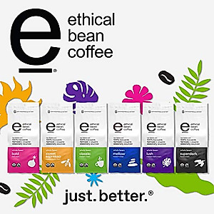 Ethical Bean Fairtrade Organic Coffee, Lush Medium Dark Roast, Whole Bean Coffee (12 Oz Bag), Lush Medium Dark Roast, 0.75 Lb