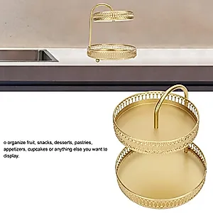 2 Tiered Tray Stand Dessert Cake Serving Holder Stand Fruit Rack with Handle, Food Presentation Serving Tray Decor for Kitchen, Living Room