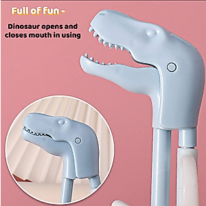 Training Chopsticks for Kids, Jawbush 3 Pairs Kids Learning Chopsticks, Cute with Dinosaur Head, Non-slippery Indented Tips and Adjustable Finger Holders, Easy to Use and Clean, Dishwasher Safe