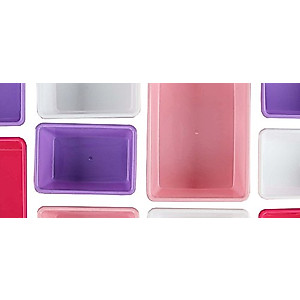 Humble Crew Kids' Toy Storage Organizer with 12 Plastic Bins, Pink&Purple, White/Purple/Pink