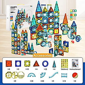 Jade Hare Magnet Tiles Construction Set, 168PCS Magnetic Tiles Kids Toys STEM Magnet Toys for Toddler Magnetic Block, Educational Building Toys for Boys Girls 3+ Birthday Gifts, Christmas Toy