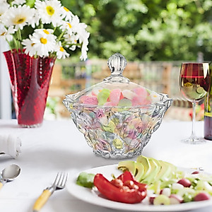 ZENFUN 4 Pack Glass Candy Dish with Lid, 4.5'' Crystal Faceted Candy Jar Clear Covered Candy Bowl, Decorative Food Storage Container for Buffet, Party, Home Office, Birthday Gift