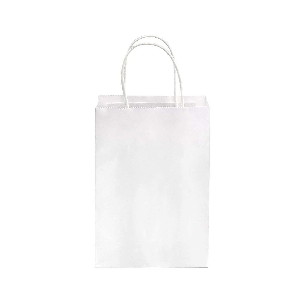 Prime Line Packaging Mini White Gift Bags with Twisted Handles, Small Business Shopping Tote, Boutique, Merchandise, Party Favor, Bulk, 6x3x9 100 Pack