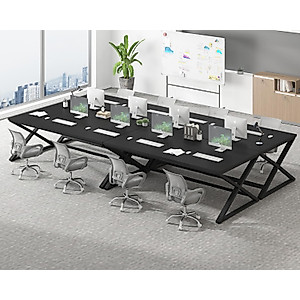 IBF Large Black Computer Desk, 70.8” Long Writing Desk for Home Office, Modern Simple Executive Work Study Desk for Two Person, Wood Double PC Gaming Workstation Computer Table for Bedroom, Black Oak