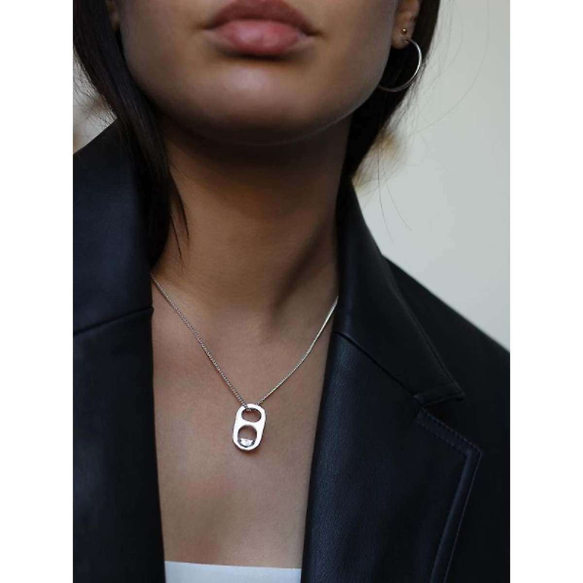 Frodete Soda Tab Necklace for Women Soda Bottle Cap Necklaces for Women Trendy Silver Beaded Chain Necklaces Punk Gifts Christmas Gifts