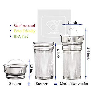 Diamond YA/Travel Mug Double Wall/water bottle/Coffee mug/tea Vacuum Flask/Tea Flask/Cold Brew Coffee Flaks17oz Tumbler with Tea Infuser & Strainer/Thermos Bag With Strap/Stainless Steel