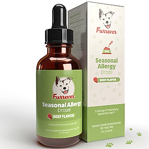 Furrever Dog Allergy Relief Drops - Support Your Pets Immune System During Seasonal Allergies - for Itching, Scratching, and Licking - Allergy Aid for Dogs & Cats - Beef Flavored - 2oz