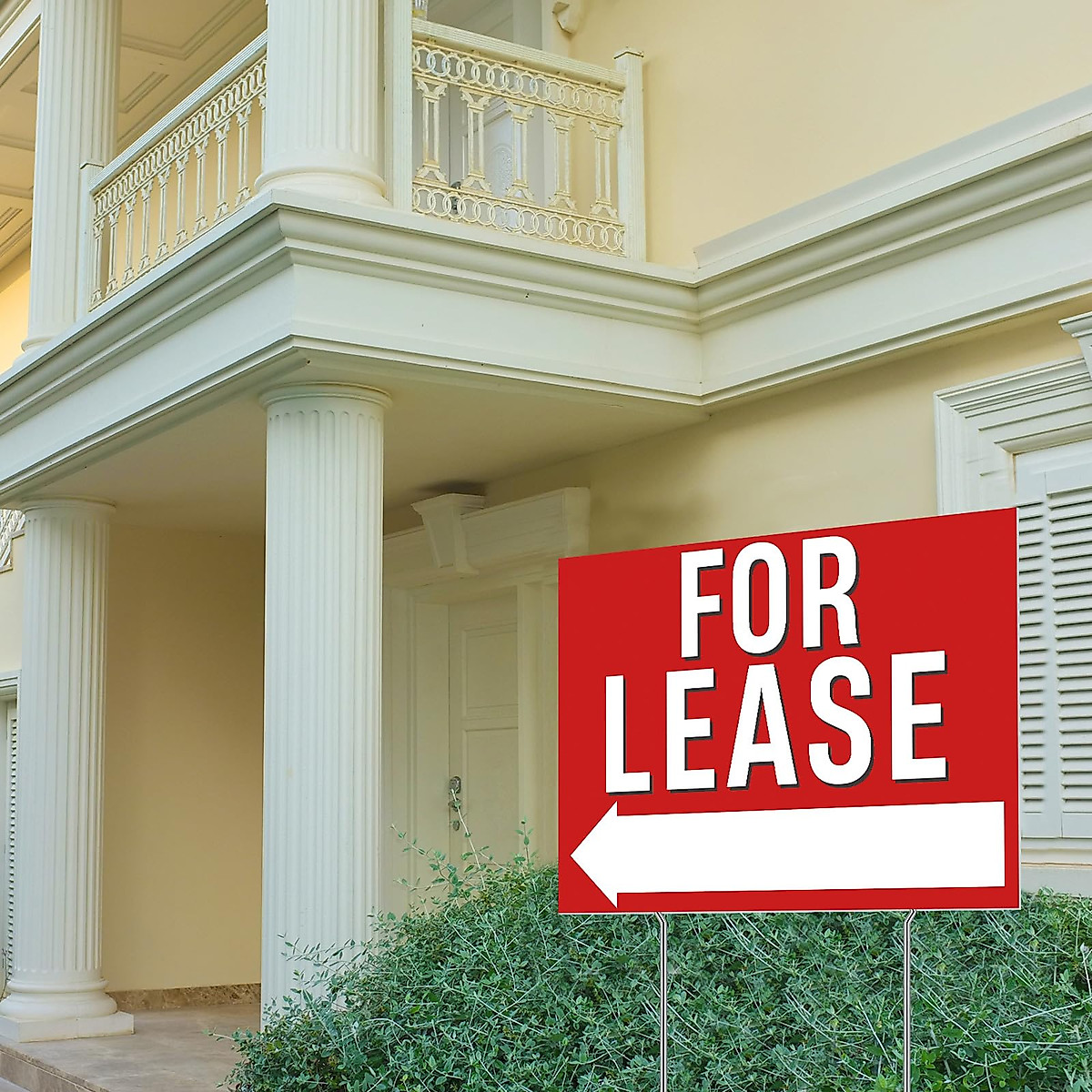 Mumufy 5 Pcs 12 x 16 Inch for Rent Sign with Stand Double Sided Corrugated Plastic Red White for Lease Sign with 10 Pcs Tall Stands for Outdoor House Business Supplies