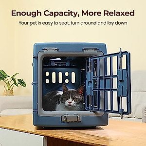 FULUPET Collapsible Dog Crate, 22 Inch Collapsible Dog Kennel, Travel Dog Crate Breathable Travel Carrier, Foldable 360° Ventilation Lightweight Travel Crate for Small Dogs and Cats