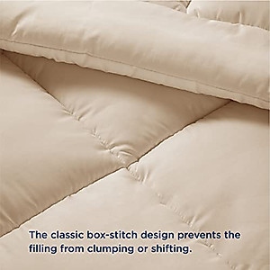 Bedsure Duvet Insert Queen Comforter Beige - All Season Quilted Down Alternative Comforter for Queen Bed, 300GSM Mashine Washable Microfiber Bedding Comforter with Corner Tabs