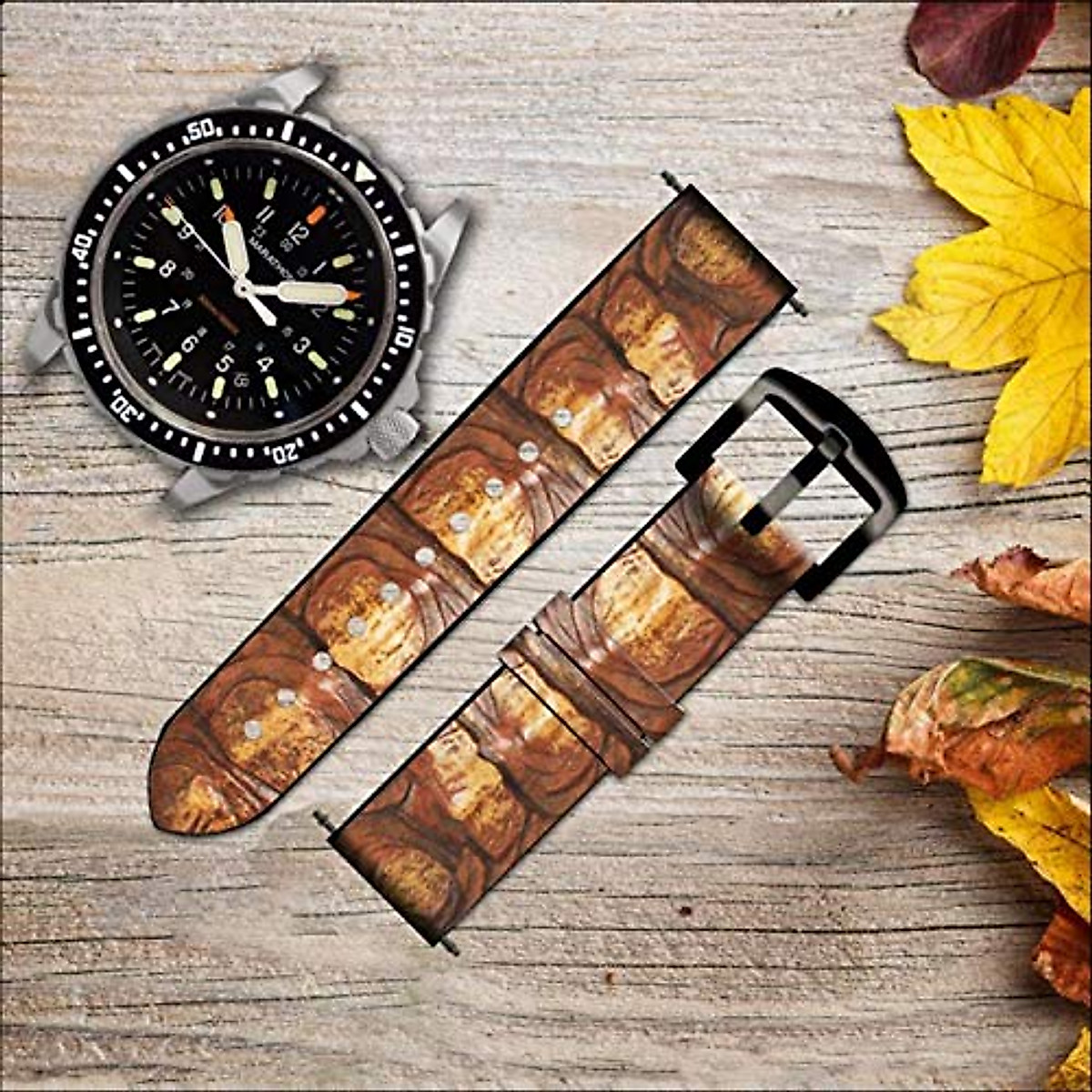 CA0075 Turtle Carapace Leather & Silicone Smart Watch Band Strap for Wristwatch Smartwatch Smart Watch Size (20mm)
