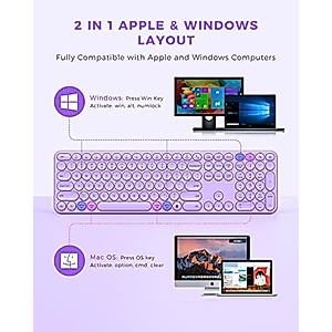 Purple Keyboard and Mouse Wireless, PEIOUS Cute Wireless Keyboard and ...