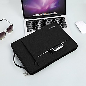 Kogzzen 13-14 Inch Laptop Sleeve with Handle Compatible with MacBook Air 13.3/ MacBook Pro 14 13/ Dell XPS 13/ Surface Laptop 13.5/ iPad Pro 12.9, Waterproof Shockproof Case Bag - Black