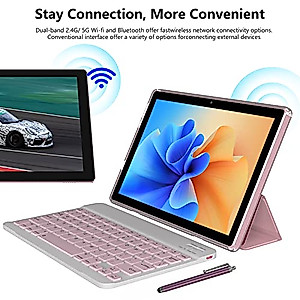 2 in 1 Tablet with Keyboard, 10 inch Android 11 Tablet, 6GB RAM+128GB ROM+1TB Expandable Tablet, 1.8GHz Quad-core Processor, 5G WiFi 6 BT 5.0 Tablets with Mouse| Case| Stylus, 1280*800 IPS Touchscreen