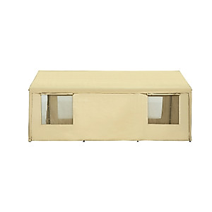 Carport, 10 x 20 ft Heavy Duty Carport with Ventilated Windows, Portable Garage with Removable Sidewalls & Doors, All-Season Car Canopy for Auto, Truck, Boat, SUV, Beige CP01