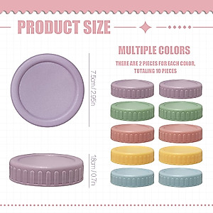 10 Plastic Mason Jar Lids, Colored Mason Jar Lids, 70mm Inner Diameter Mason Jar Lids Regular Mouth with Silicone Ring,Regular Mouth Mason Jar Lids Suitable for Glass Cans, Cans