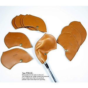 moriskorea Golf Club Head Cover (11pcs) Custom Initial Wedge Iron Protective Cowhide Full Grain Vegetable Leather Fit All Brands Titleist, Callaway, Ping, Taylormade, Cobra Etc. 1 Set. (Black)