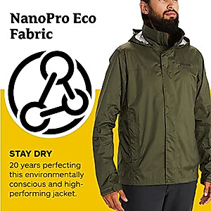 MARMOT Men's Precip Eco Jacket | Lightweight, Waterproof Jacket for Men, Ideal for Hiking, Jogging, and Camping, 100% Recycled, Nori, Large