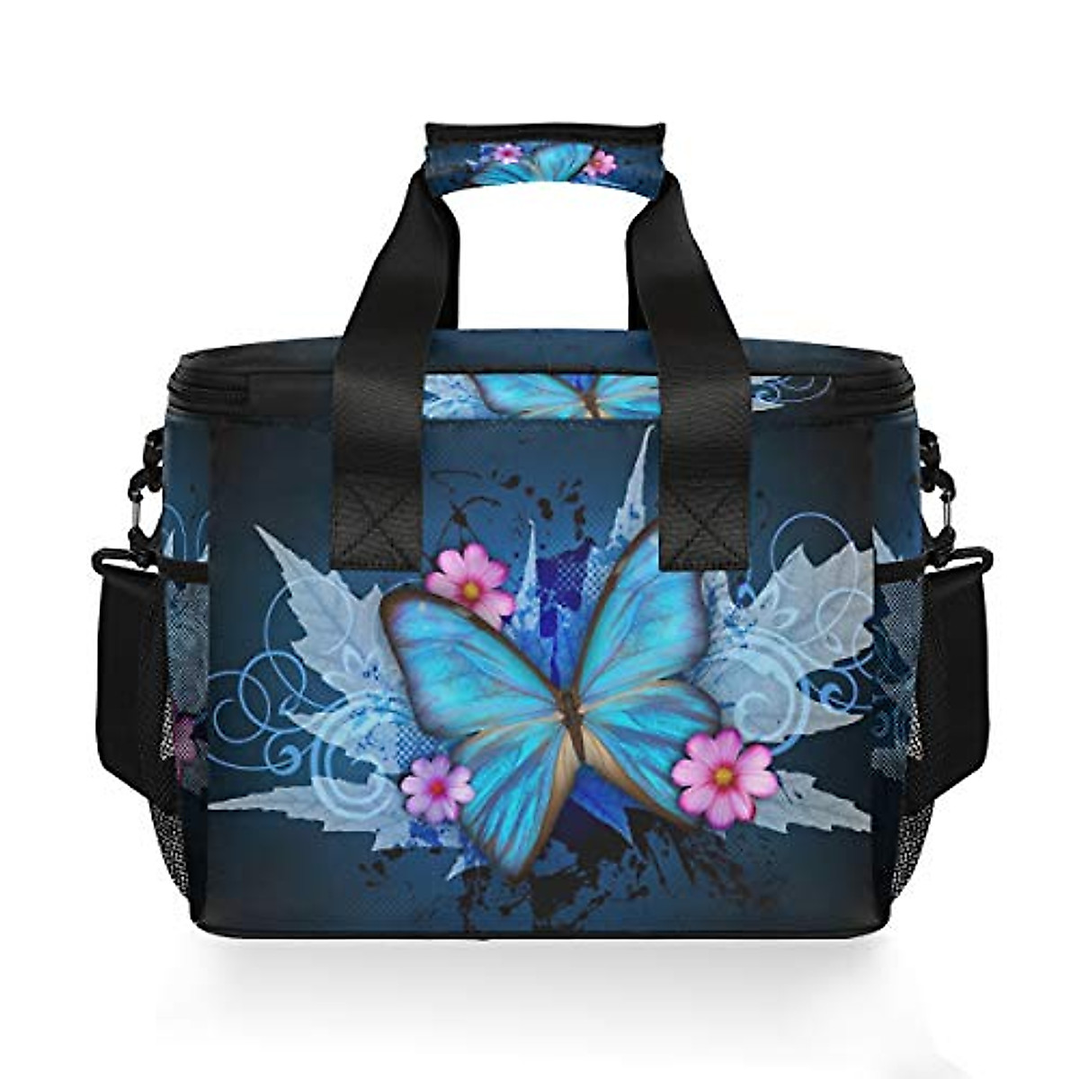 STAYTOP Pretty Butterfly Leakproof Reusable Insulated Cooler Lunch Bag,with Detachable Shoulder Strap, Used for Children's School Women and Men Work Picnic Beach Lunch Box Organizer Tote Bag