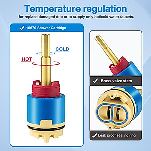 Vayolli 10670 Shower Cartridge, HJ-40 Shower Cartridge Compatible with Aqua source/Glacier Bay Single Handle Shower Faucet for Shower/Tub Faucet Cartridges Replacement