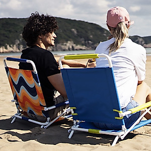 SunnyFeel Low Folding Beach Chair Lightweight, Portable Sand Chair for Adults Heavy Duty 225 LBS, Foldable Camping Chair for Camp/Lawn/Outdoor/Travel/Picnic/Concert