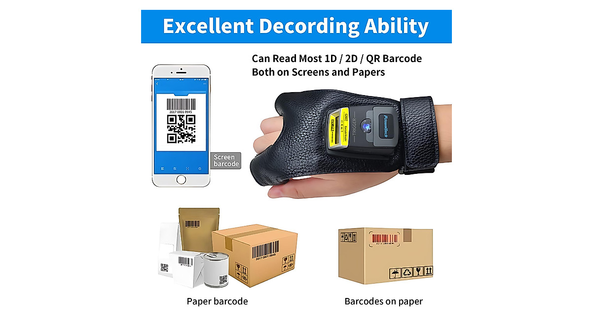 Posunitech Glove Barcode Scanner 2D GS02 - Wearable & NFC Enabled Device