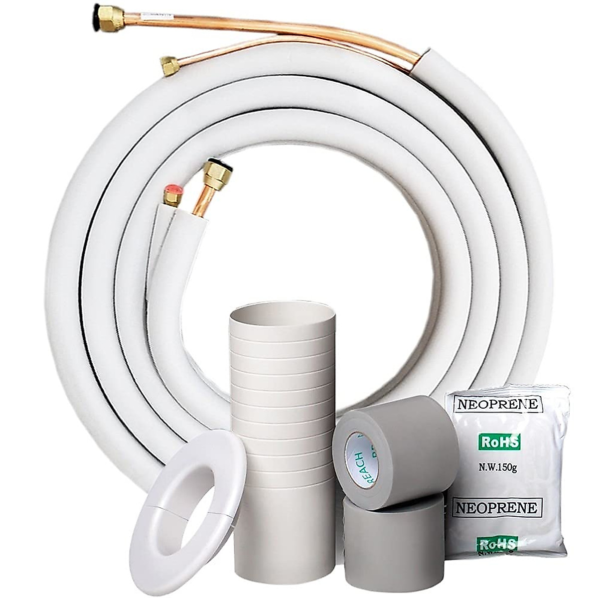 1/4" x 1/2" 12K and 18K BTU MrCool Ductless Mini Split Line Set AC Kit with Control Wire 25 Ft