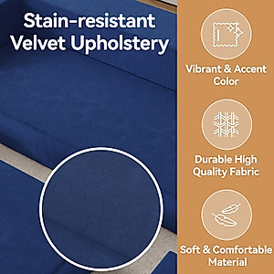 Vivaadecor 80'' Folding Sofa Bed, Velvet Floor Couch Bed with 3Ottomans& Washable Cover, Memory Foam Couch, Fold Out Futon Sleeper for Guest/Living Room/Playroom, Queen, Blue