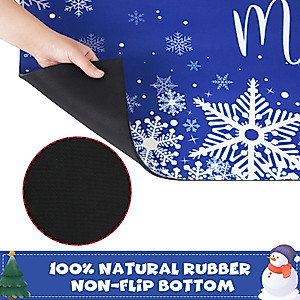 ASPMIZ Christmas Hallway Runner Rug, Winter Snowflake Laundry Room Rug Runner Non Skid Rubber Xmas Snow Entrance Mat Blue, Christmas Decorations Floor Comfort Mat for Hallway Entryway, 20 x 60 Inches