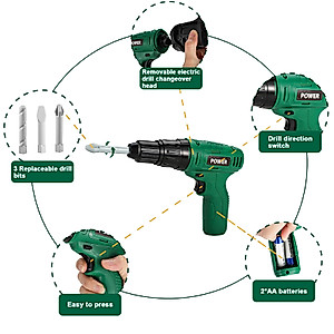 Mathea Toy Chainsaw for Kids Chainsaw Toys Pretend Play Series Kids Tool Set Kids Outdoor Electronic Power Tools Toys 36 PCS Toy Tool Sets for Toddlers Boys Girls 3 4 5 6 7 8 9 10 11 12 Years Old