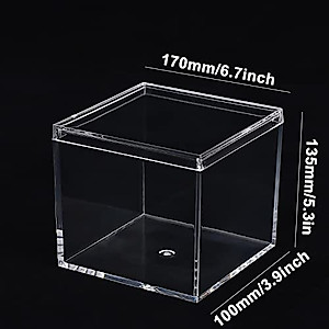 Dayaanee Clear Acrylic Box with Lid, 2 Pack Plastic Square Cube Containers Storage Box 6.7x3.9x5.3Inch/170X10X135mm for Candy Pill and Tiny Jewelry