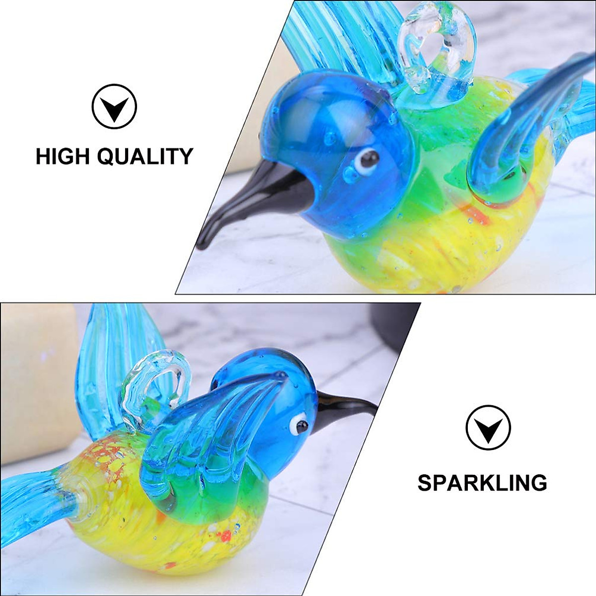 YARNOW 2Pcs Glass Hummingbird Ornaments Crystal Animal Ornament Collection for Home Garden Office Desktop Decoration