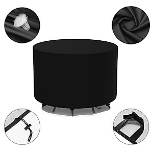 Ziewee Round Outdoor Table Cover Waterproof 600D Round Patio Furniture Covers Patio Table Cover for Table and Chair Sets Rainproof & Snowproof Patio Cover 96" Dia x 36" H / 240x90cm
