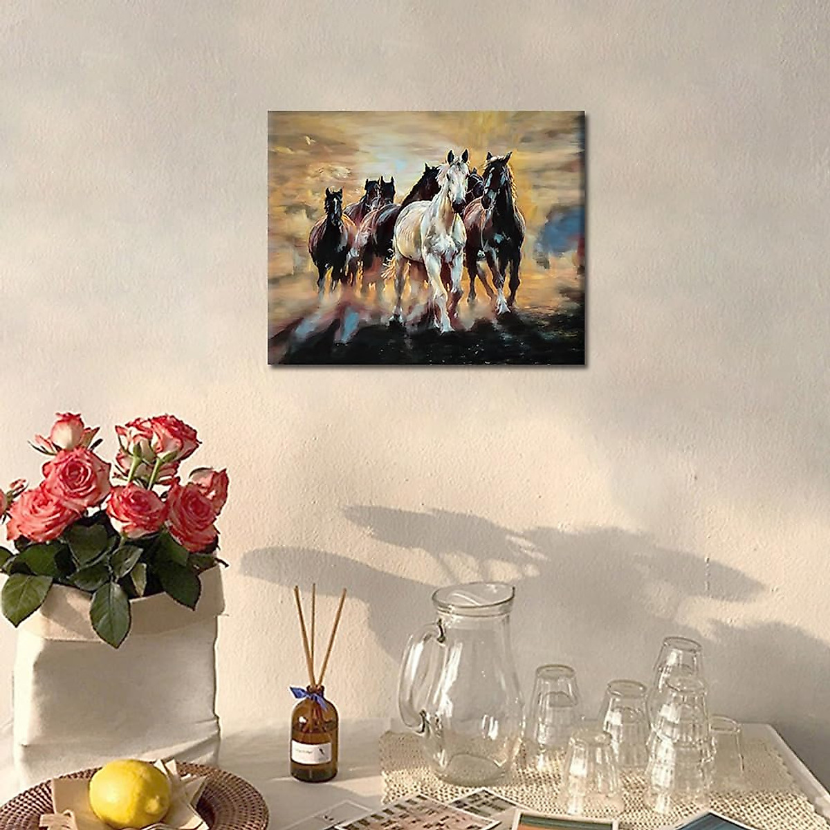 TUMOVO Paint by Number for Adult, Horses Painting by Number Kits On Canvas, DIY Arabian Horses Oil Painting Acrylic Paints, Flameless Paint by Numbers for Adults and Kids Beginner 16X20 Inch