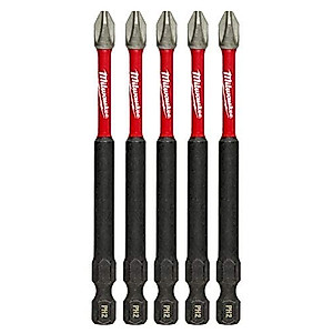 MILWAUKEE ELECTRIC TOOL 48-32-4564 Shockwave 3-1/2" Power Bit Phillips #2 5 Pack
