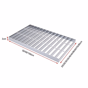 Galvanized Steel Drain Grate and Frame, Two Outdoor Drain Cover, Durable Heavy Duty Channel Grate, Sewer Grate, for Work Platform, Construction Site, Car Wash Room