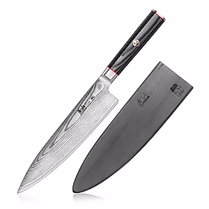 Cangshan YARI Series X-7 Damascus Steel 8-inch Chef's Knife with Sheath