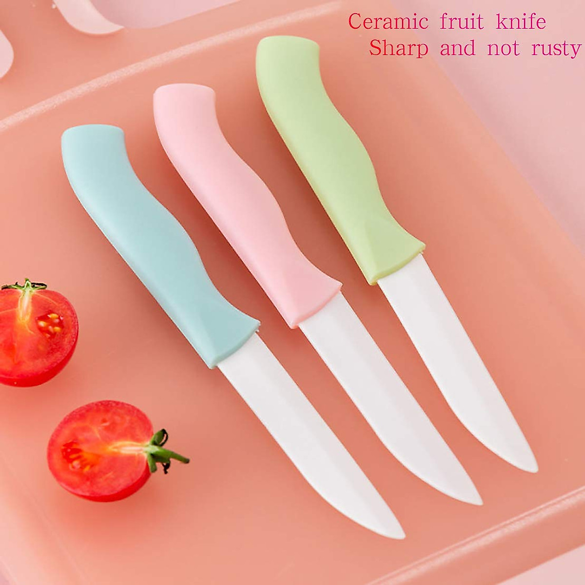 ANTAOCI Household and Outdoor Chef's Knives, 3 Piece 3-inch Ceramic Knife Sets with Protective Sleeves, Vegetarian Knives and Paring Knives