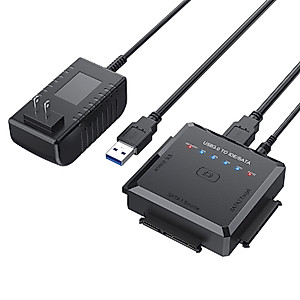 KUFptva USB 3.0 to SATA IDE ATA Data Adapter Cable 3 in 1 Adapter Power Supply for PC Laptop 2.5" 3.5" HDD Hard Disk Driver