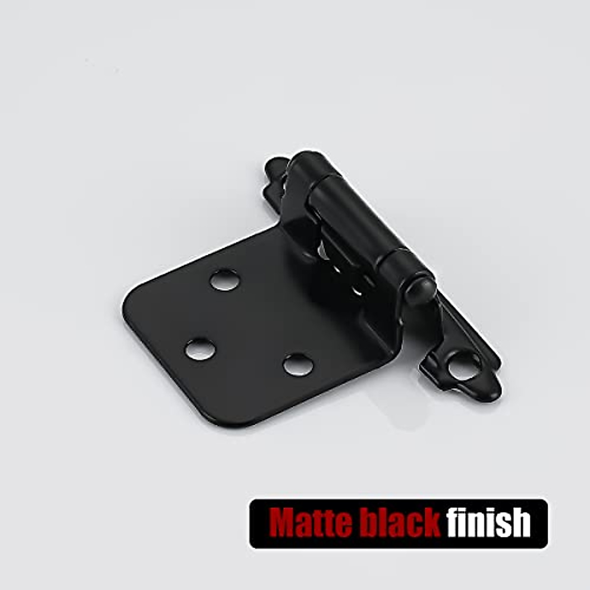 JQK 1/2 Inch Overlay Cabinet Door Hinges Black, 20 Pack 10 Pairs Flush Face Mount Cupboard Self-Closing Kitchen Cabinet Hinges with Door Bumper, CH200-BK-P20