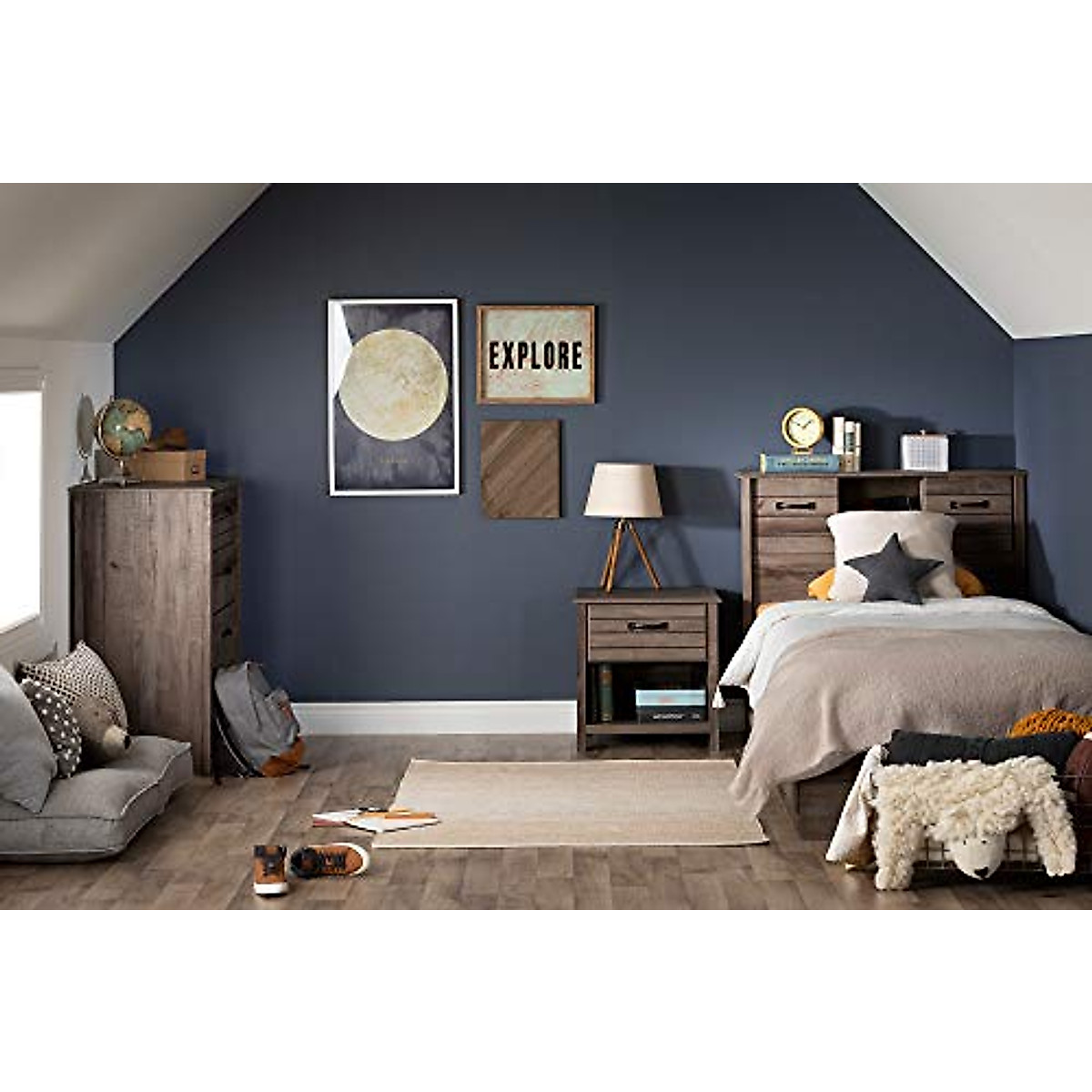 South Shore Ulysses Twin Mates Bed Fall Oak