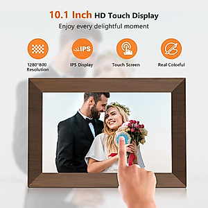 MaxAngel Digital Photo Frame 10.1 Inch WiFi Electronic Picture Frame Desktop IPS Touch Screen HD Display 32GB Storage SD Card Slot Auto-Rotate Slideshow Share Videos Photos Remotely Via Uhale App